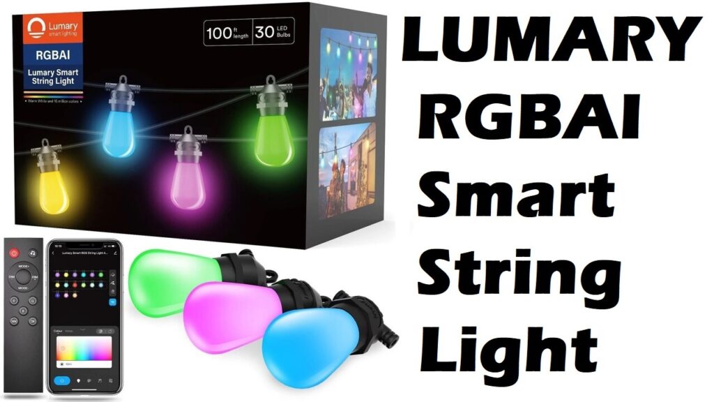 Lumary RGBAI Wi-Fi & Bluetooth Outdoor Bulb String Lights 100ft 30 LED ...